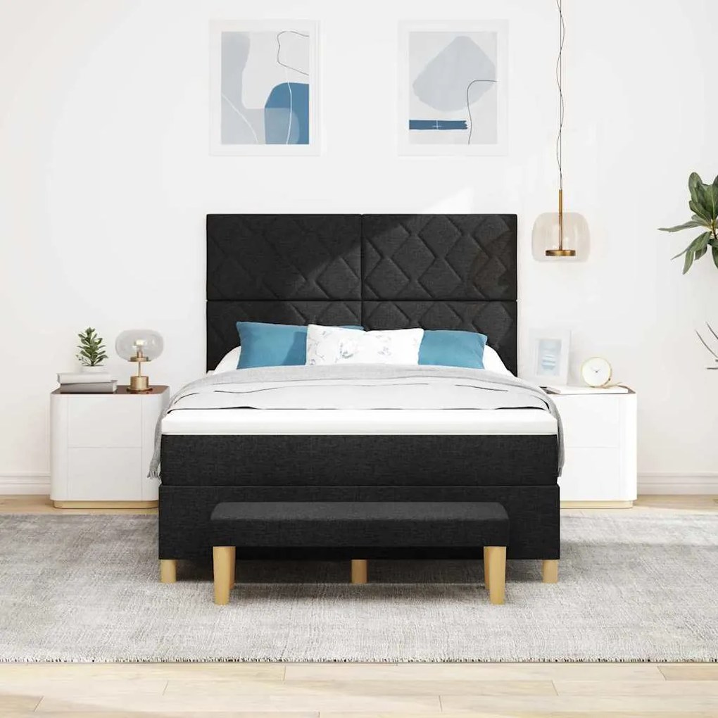 Postel s boxspringem s polštářem Černá 200 x 160 cm textil 3344389