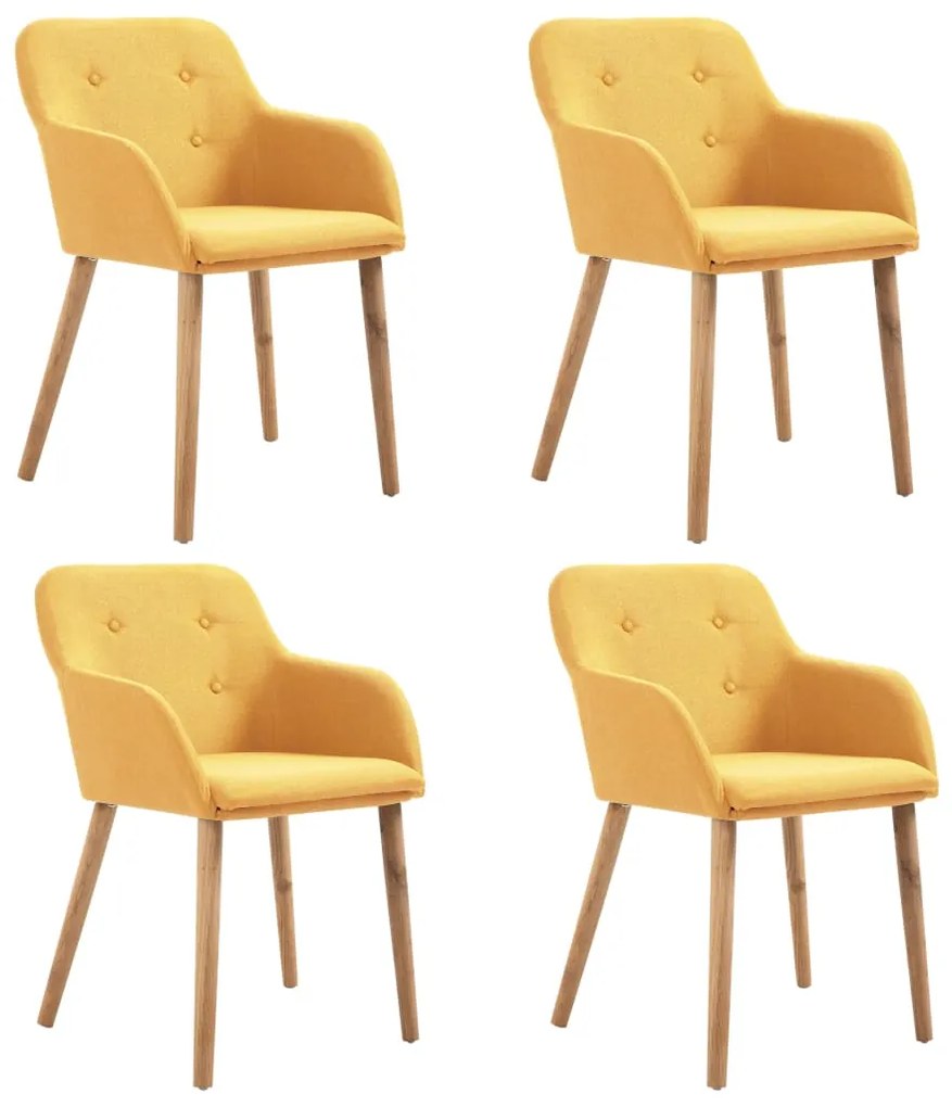 276949 vidaXL Jídelní židle 4 ks žluté textil a masivní dubové dřevo