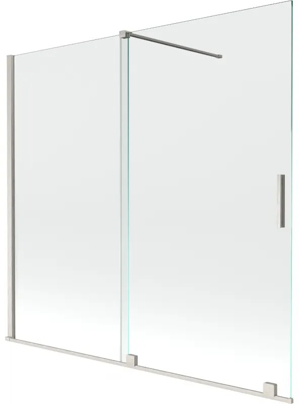 Mexen Velar, 2-křídlová posuvná vanová zástěna 170 x 150 cm, 8mm čiré sklo, broušená ocel, 896-170-000-01-97