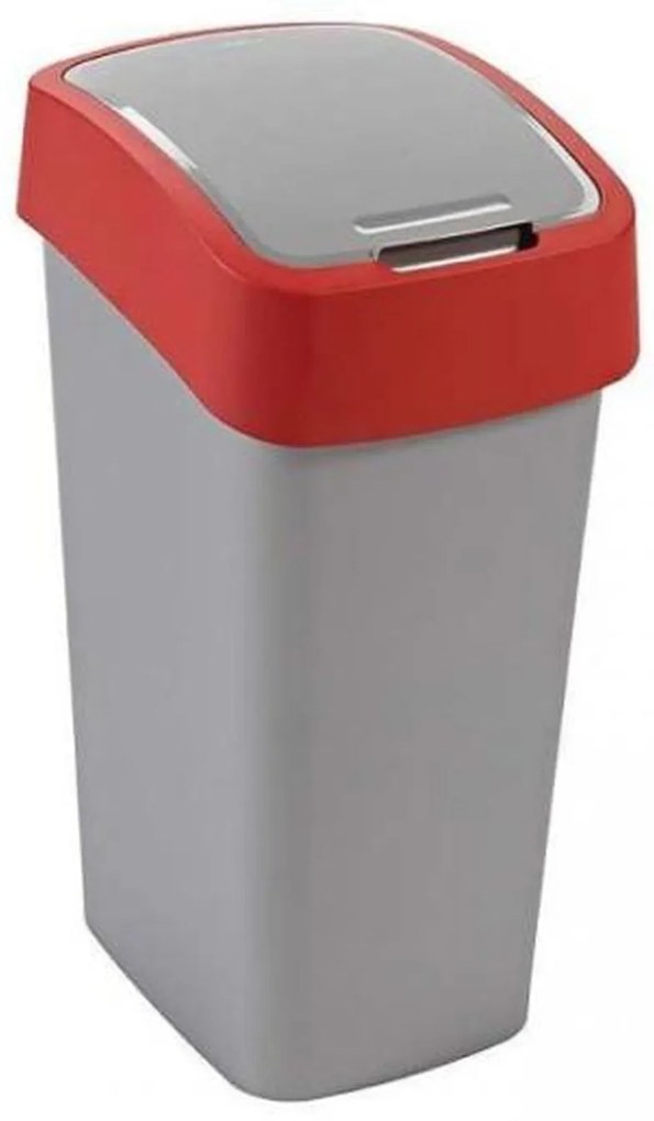 CURVER FLIP BIN 45L Odpadkový koš 65,3 x 29,4 x 37,6 cm stříbrná/červená 02172-547