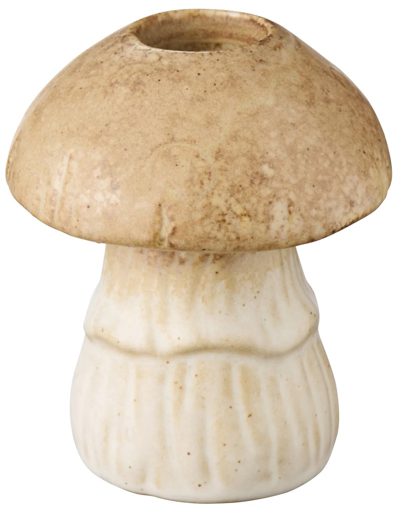Ib Laursen Keramický svícen Mushroom 8 cm, béžová barva, keramika