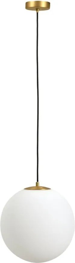 Bílé/ve zlaté barvě kovové závěsné svítidlo se skleněným stínidlem ø 30 cm Brisia – Kave Home