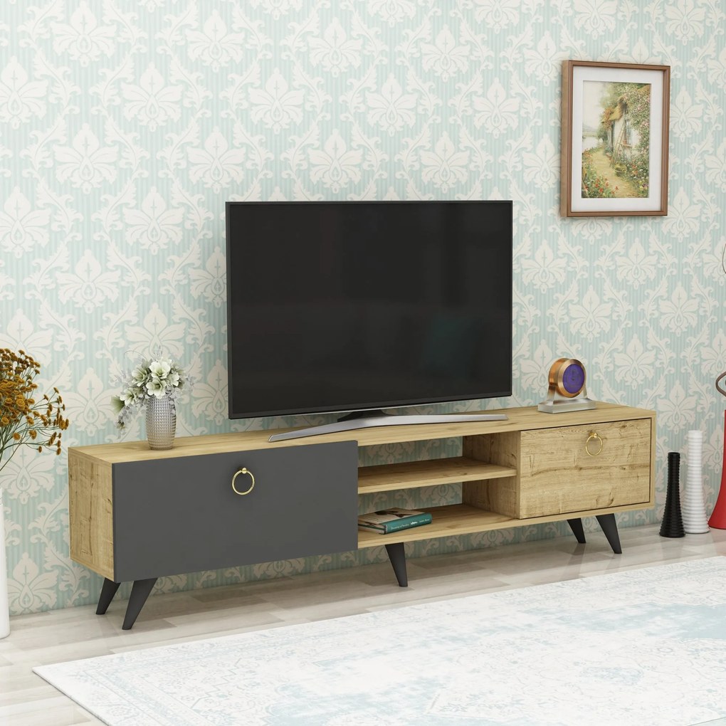 VATERA TV stolek na nožičkách, dub / antracit