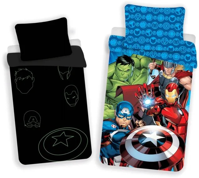 Jerry Fabrics Povlečení Avengers 02 svítící efekt 140x200, 70x90 cm