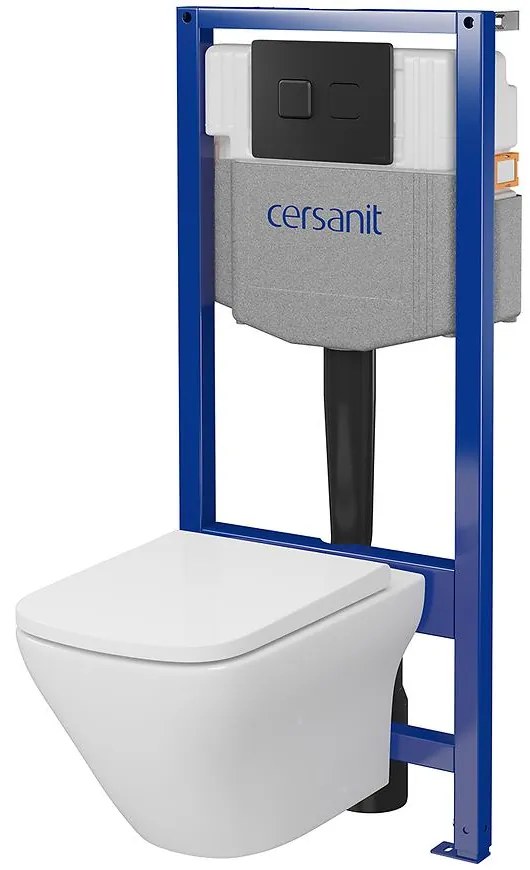 Podomítkový WC set Larga SQ B955 ovládací tlačítko hranaté černé mát
