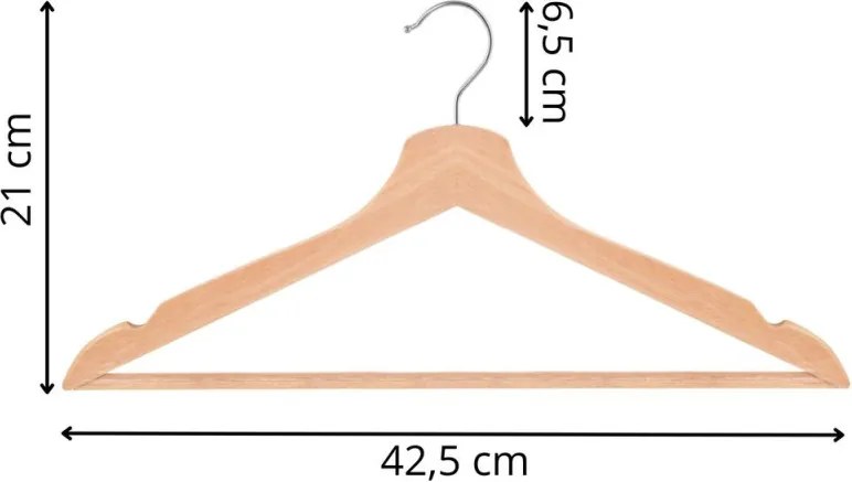 Dřevěná ramínka 10 ks SPRINGOS HG0085 přírodní