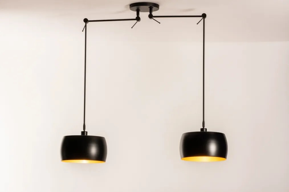 Závěsné černé designové svítidlo nad stůl Snap Light Duo Bond Black and Black