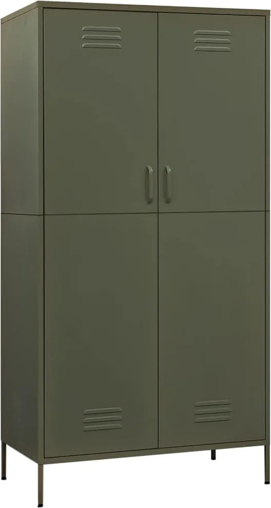 Šatní skříň olivově zelená 90 x 50 x 180 cm ocel 336243