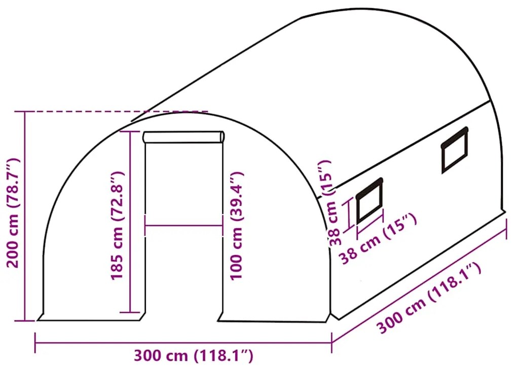 vidaXL Marketos Náhradní plachta na skleník (9 m²) 3 x 3 x 2 m průhledná