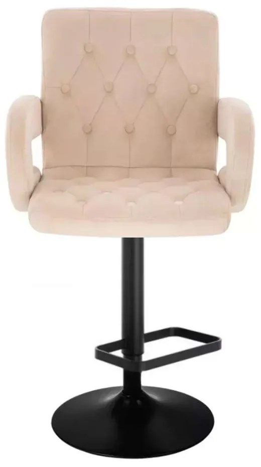 LuxuryForm DESIGN Barová židle BOSTON VELUR na černé kulaté podstavě - krémová