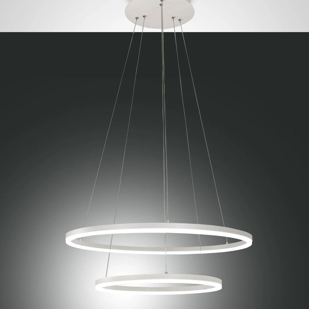 Fabas 3508-45-101 Giotto, dvojkruhové svítidlo pro zavěšení, 56W LED 3000K, bílá, prům. 60cm