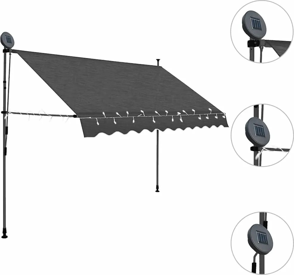 vidaXL Ručně zatahovací markýza s LED světlem 250 cm bílo [145865] Barva: krémová