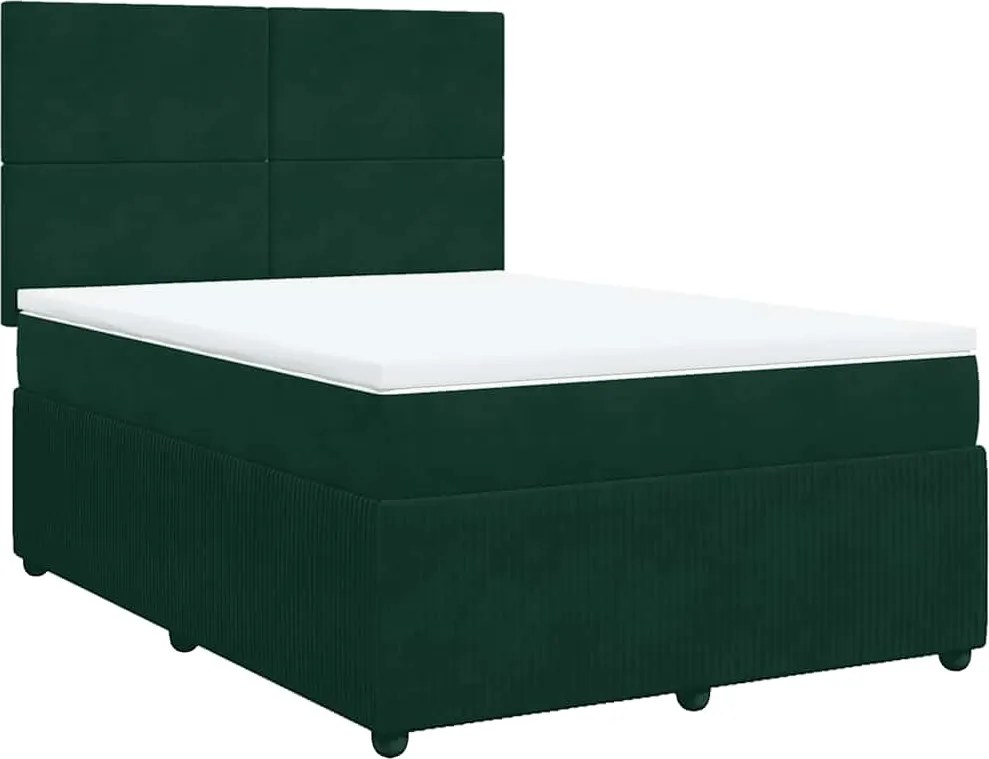 Box spring postel s matrací tmavě zelená 160x200 cm samet 3292379