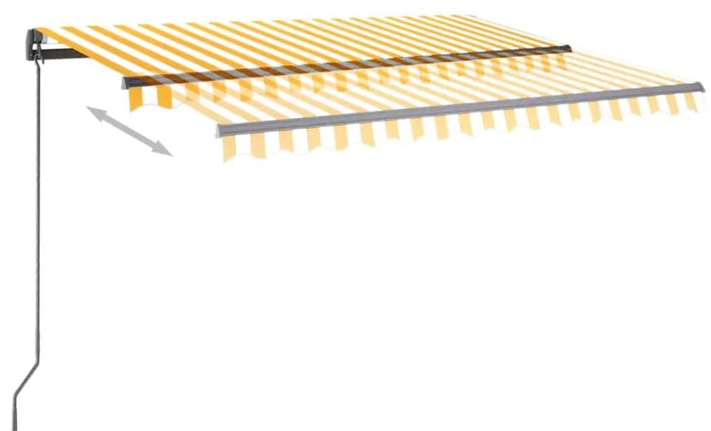 Ručně zatahovací markýza s LED světlem 3,5 x 2,5 m žlutobílá,  3070123