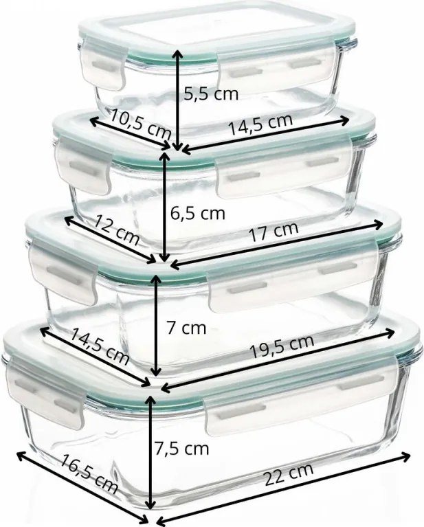 Skleněné dózy na potraviny sada 4 ks SPRINGOS KI0171