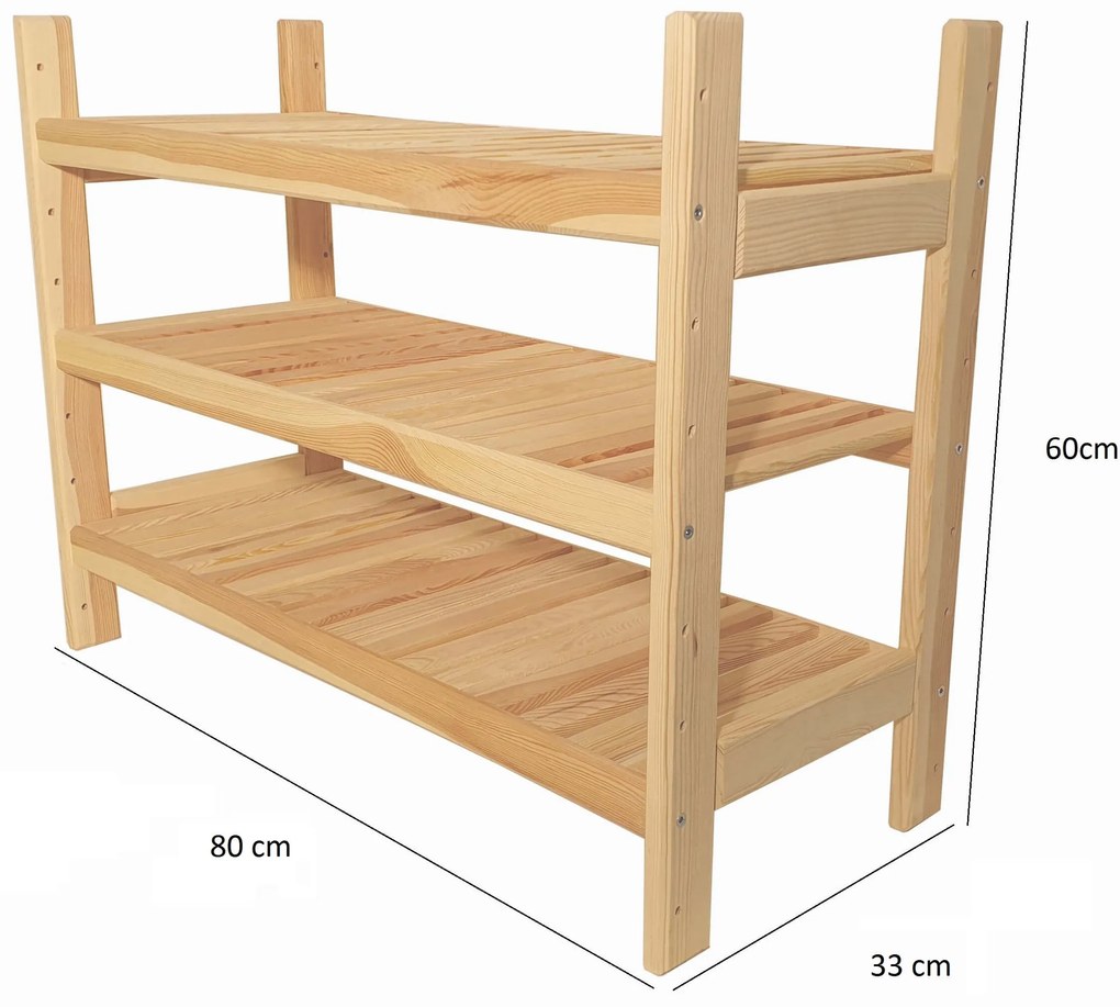 Krušnohorský nábytek Dřevěný modulový regál 3PM5 60 x 80 x 33 cm borovice