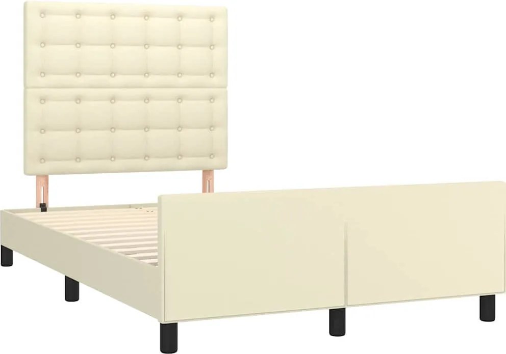 Rám postele s čelem krémový 120x200 cm umělá kůže 3125563