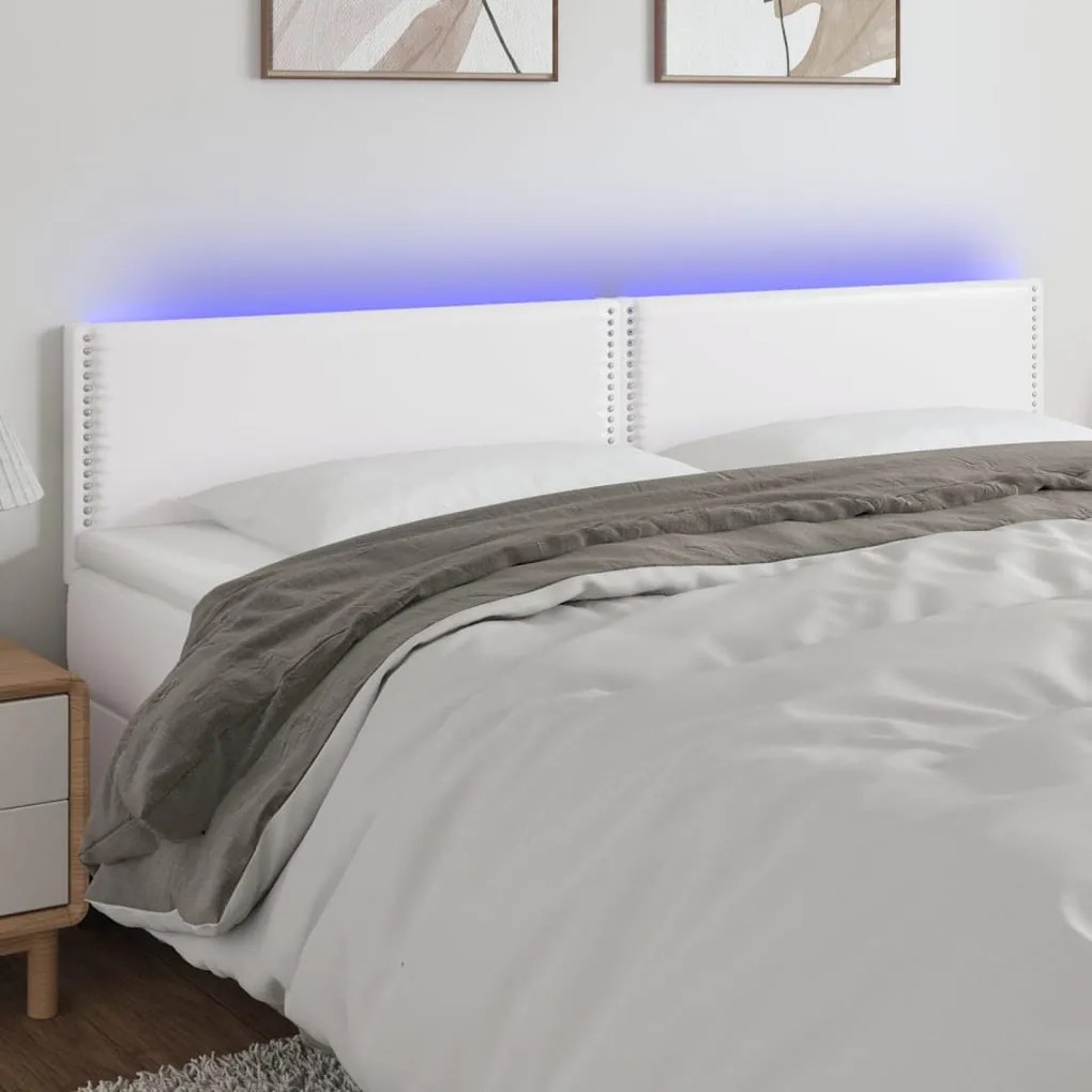 Čelo postele s LED bílé 180x5x78/88 cm umělá kůže
