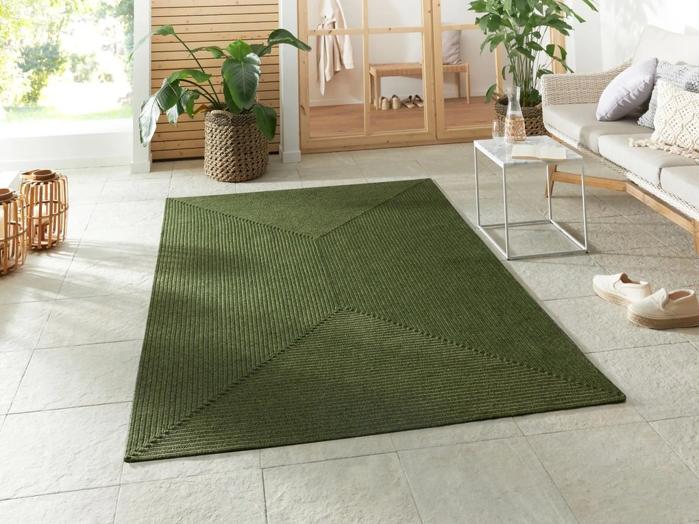 NORTHRUGS - Hanse Home koberce Kusový koberec Braided 105554 Green – na ven i na doma - 120x170 cm