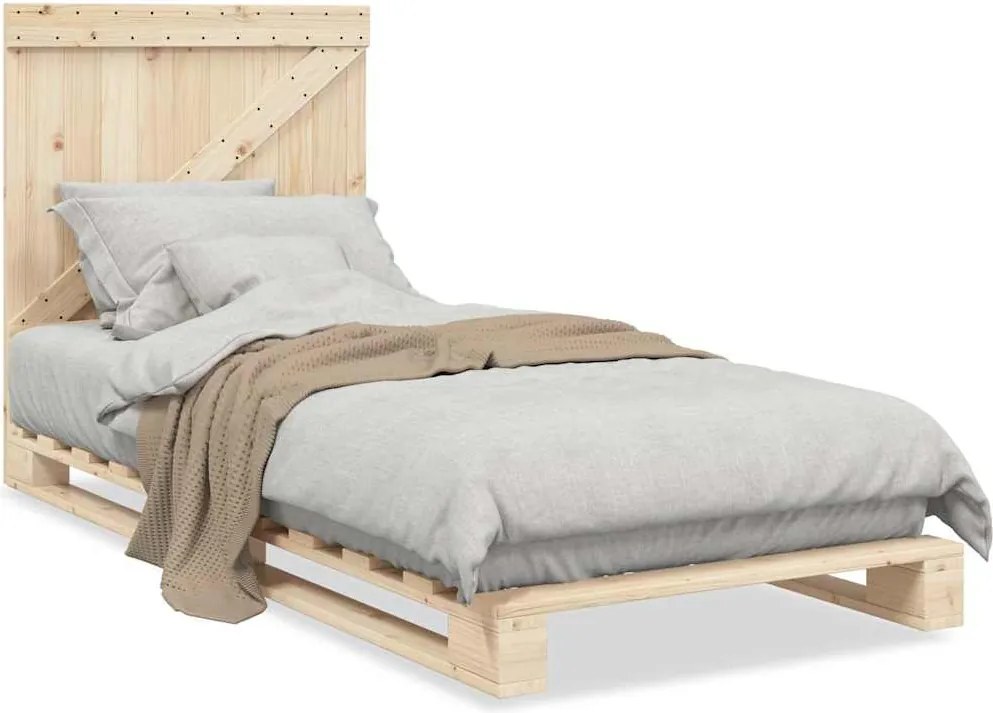 Rám postele s čelem 90 x 200 cm masivní borové dřevo 3281550