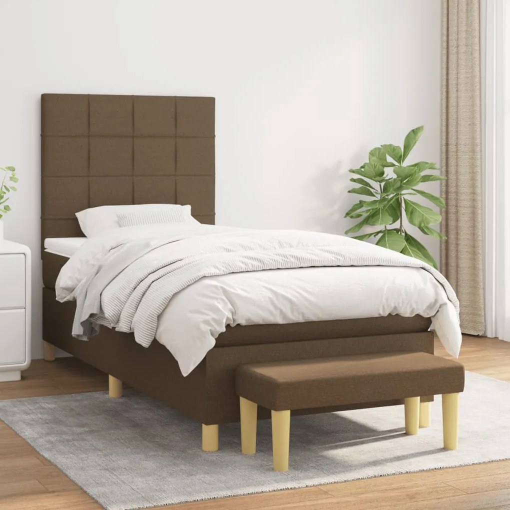Box spring postel s matrací tmavě hnědá 80x200 cm textil 3137112