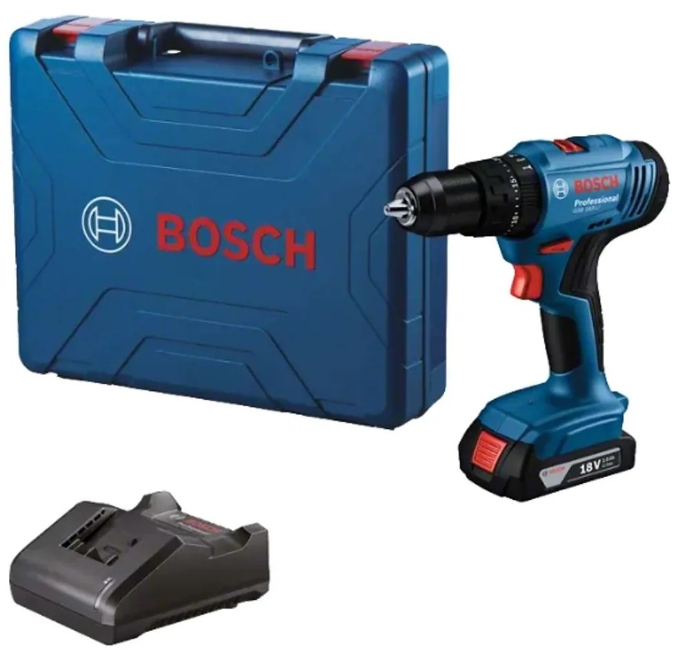 Bosch Nářadí - 18V AKU vrtací šroubovák s příklepem, 1x aku 2,0 Ah Li-Ion, nabíječka 06019K9101