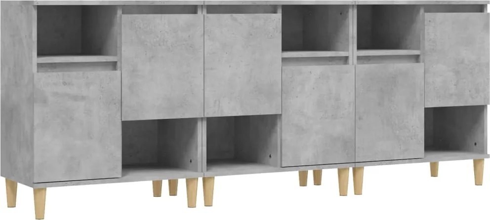 Příborníky 3 ks betonově šedé 60 x 35 x 70 cm kompozitní dřevo 3185739