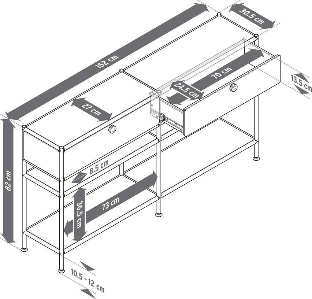 Tchibo - Kovová konzola »Cn3 Slim Line« se 2 zásuvkami - barva: bílá