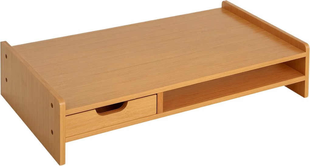 HOMCOM Stojan na monitor z bambusu - Organizér na stůl pro počítačové a přenosné obrazovky 49x25,5x11,5 cm | Aosom