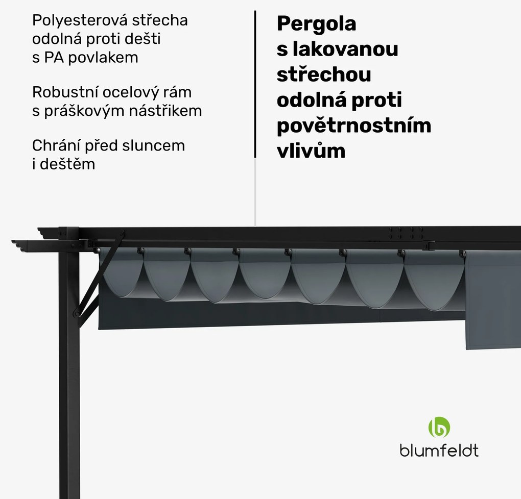 Blumfeldt Pantheon Robust Pergola, 3x4 m práškově lakovaná ocel odolná vůči povětrnostním vlivům