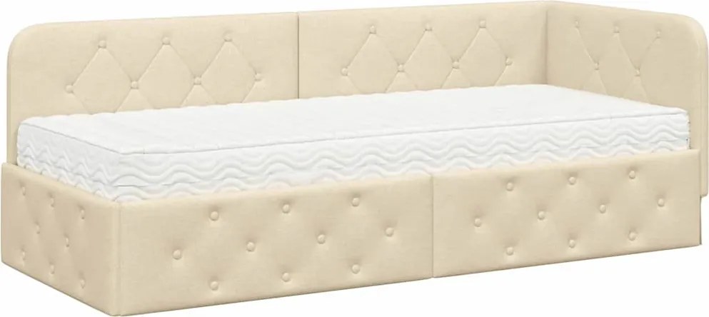 Rohový rám postele Krémová 80 x 200 cm textil 3394035