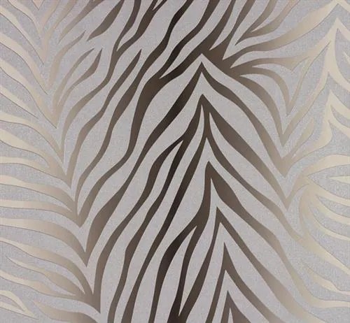 Vliesové tapety na zeď NENA 57265, zebra vzor stříbrno-hnědý, rozměr 10,05 m x 0,53 m, MARBURG