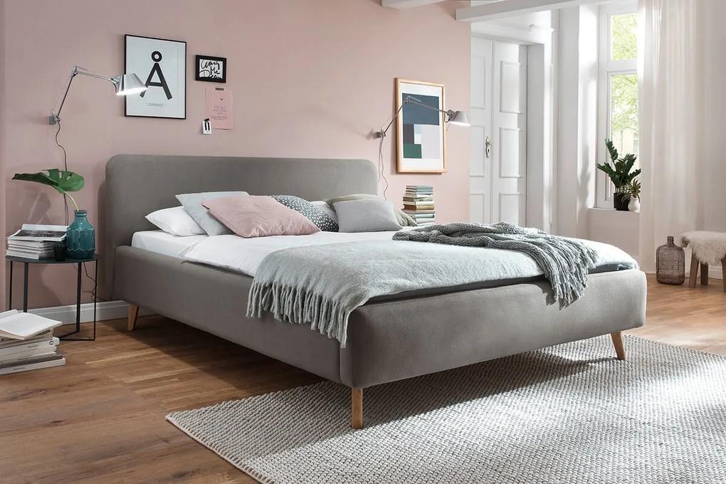 Čalouněná postel taupe 140 x 200 cm šedohnědá MUZZA