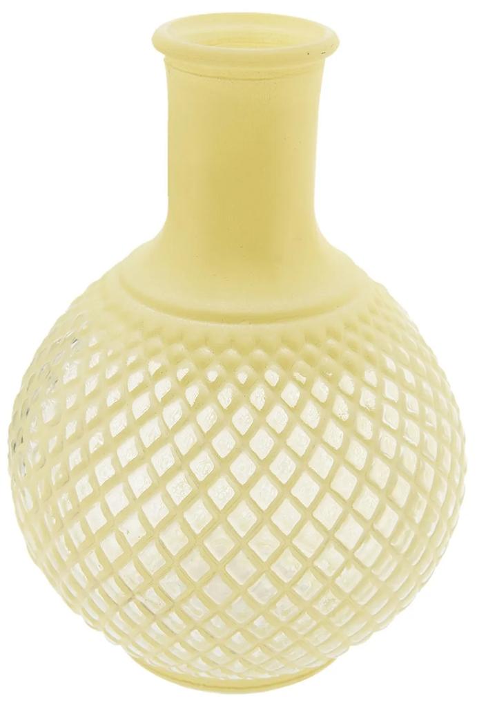Žlutá váza s patinou Agnesse - Ø 13*18 cm