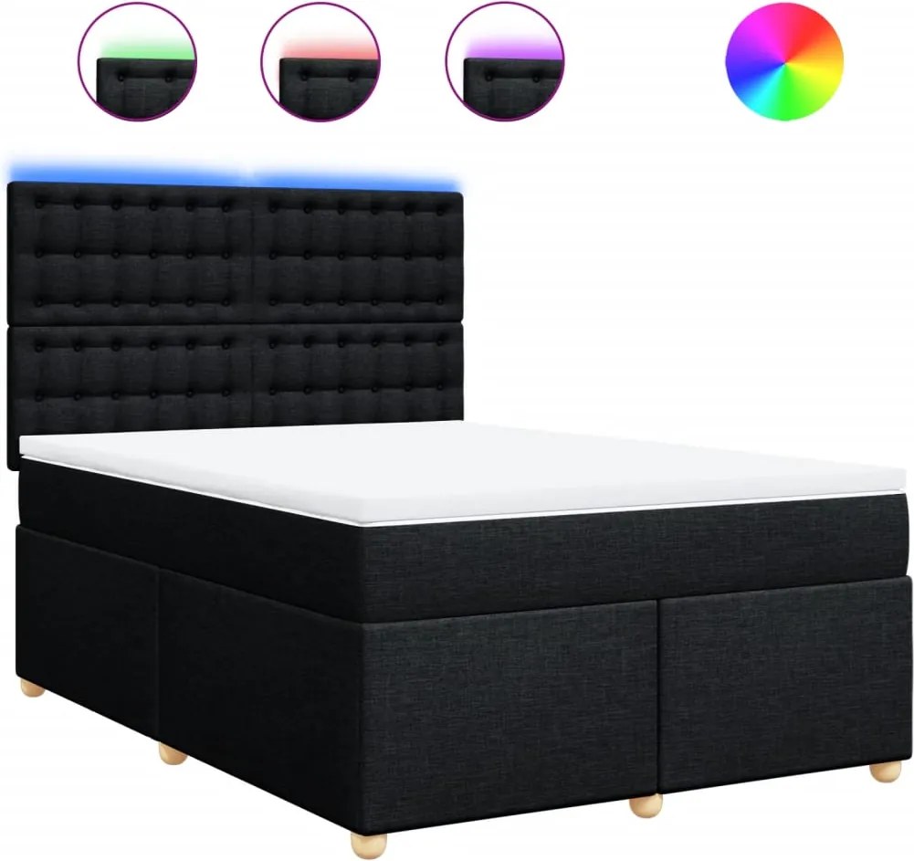 Box spring postel s matrací černá 140 x 190 cm textil 3293591