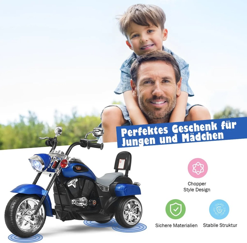 Costway 6 V elektrický motocykl s nastavitelnými světlomety motocykl modrá +