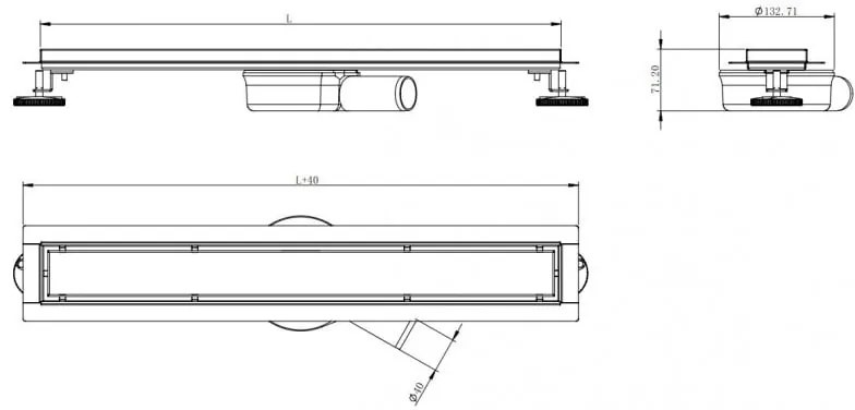Mexen Flat lineární nerezový žlab 100 cm, 360° sifon, vzor M33, nerez, 1033100-40