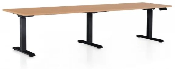 Výškově nastavitelný stůl OfficeTech Long, 260 x 80 cm, černá podnož