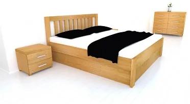 Dřevěná postel z masivu Postelia MIA s úložným prostorem 160 x 200 cm Dub - manželské dvoulůžko o šíři masivu 3,7 cm