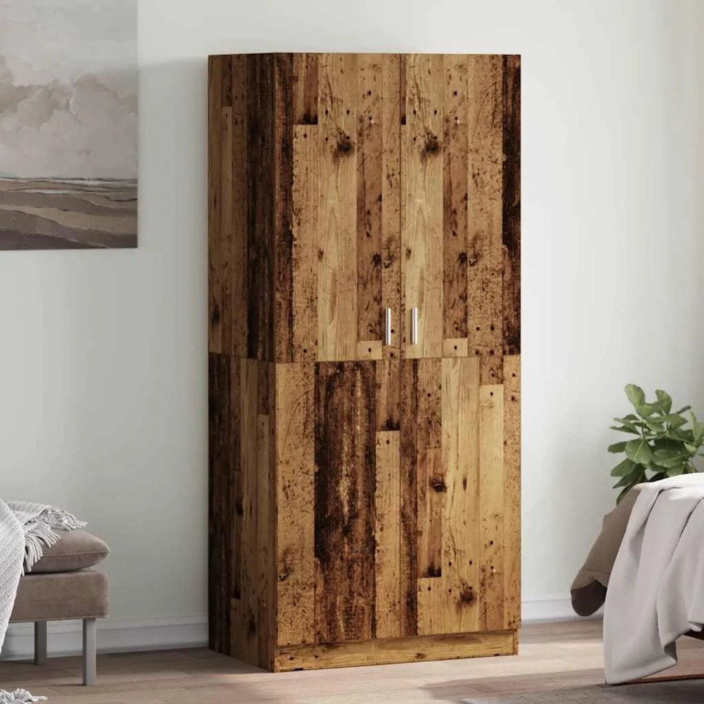 Šatní skříň old wood 90 x 52 x 200 cm kompozitní dřevo