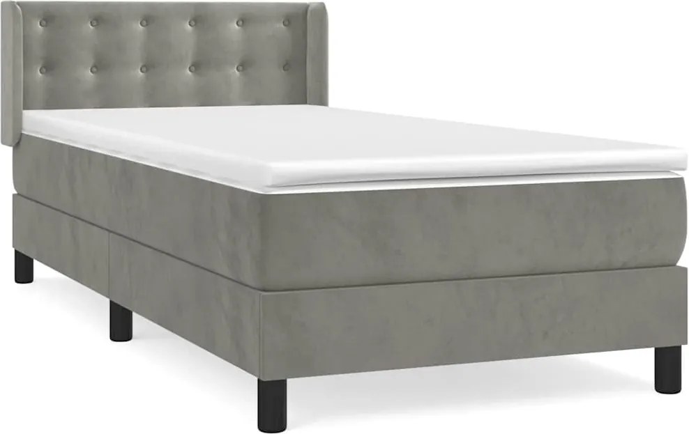 Box spring postel s matrací světle šedá 100x200 cm samet 3131183