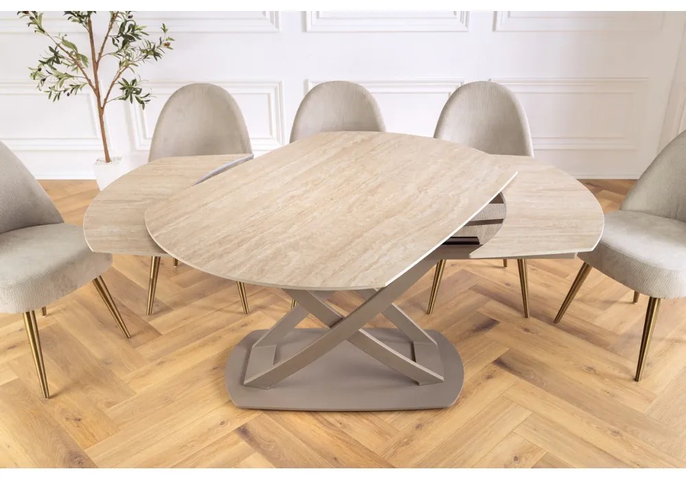 Massive home | Jídelní stůl INCEPTION GREIGE 130-190 CM travertin rozkládací