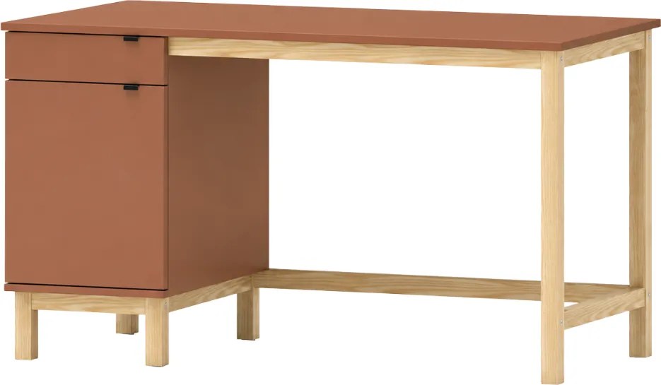 Psací stůl MODEL se šuplíkem a skříňkou do dětského pokoje Zvolte barvu: Kašmírová s bílým úchytem, Zvolte rozměr: 100x60 cm, Zvolte stranu: Levá