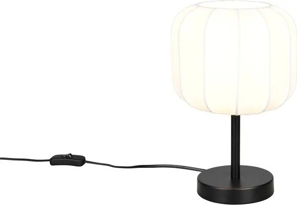 Bílá/matně černá kovová stolní lampa s textilním stínidlem (výška 30 cm) Madleine – Reality