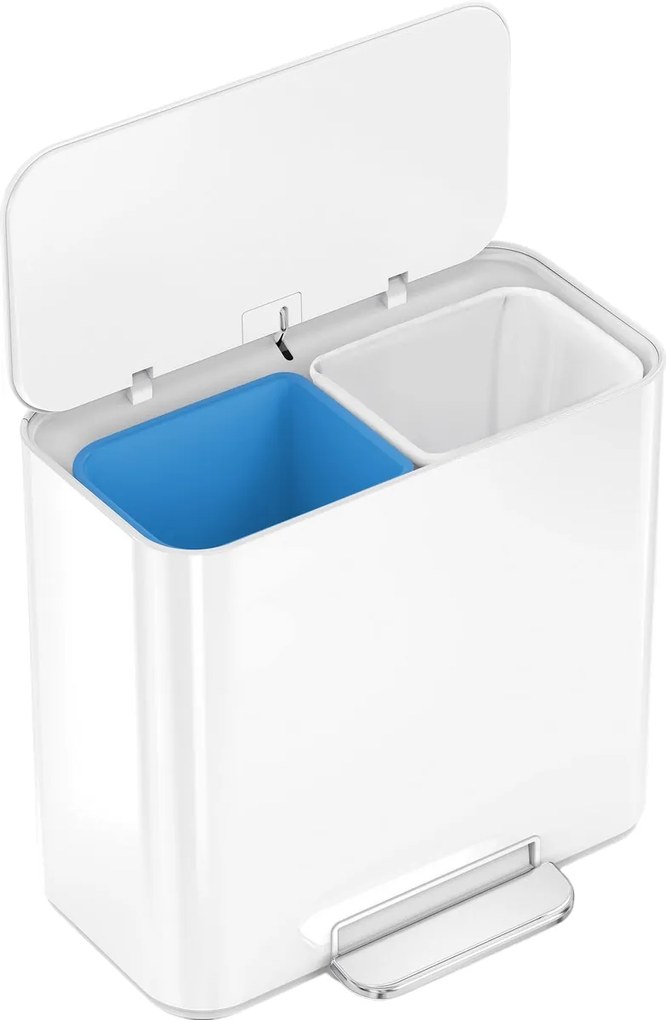 Simplehuman Mini pedálový odpadkový koš na tříděný odpad 15 l, bílá