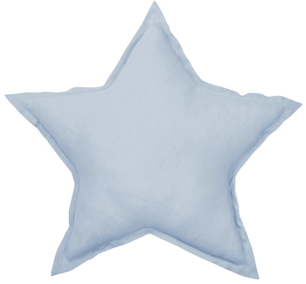 Cotton &amp; Sweets Lněný polštář hvězda světle modrý 50 cm