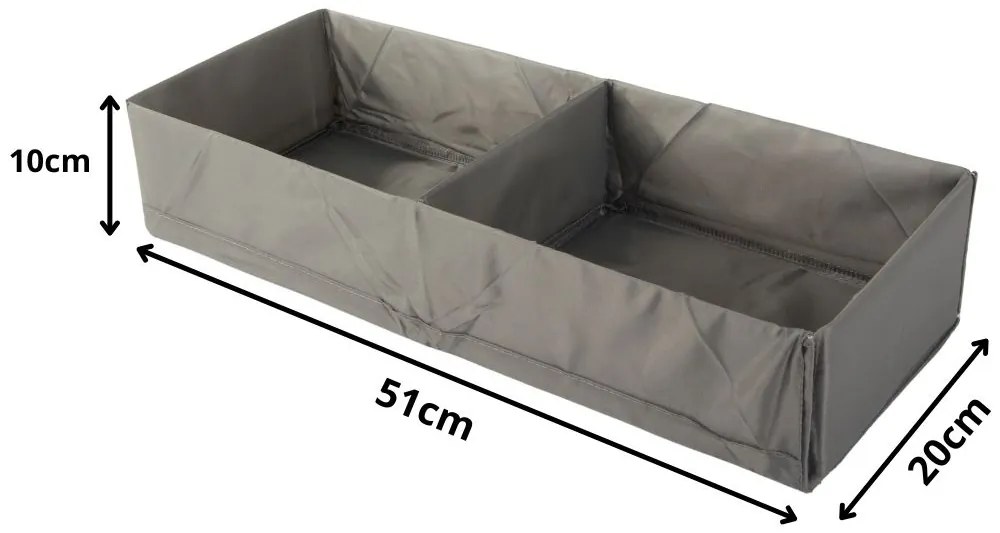 VERK GROUP Organizér do šatny, 2 přihrádky, textilní šedý 51 x 20 x 10 cm