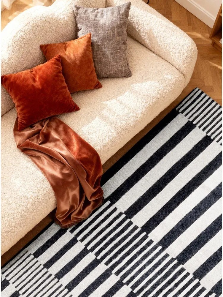 Černobílý ručně tkaný vlněný koberec 120x180 cm Stryve Pulse – Elle Decoration
