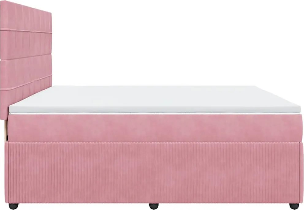 Box spring postel s matrací růžová 200x200 cm samet 3292435