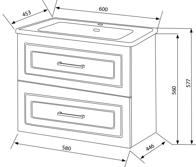 Lavedo Tokyo Air 60 koupelnová skříňka s umyvadlem z litého mramoru